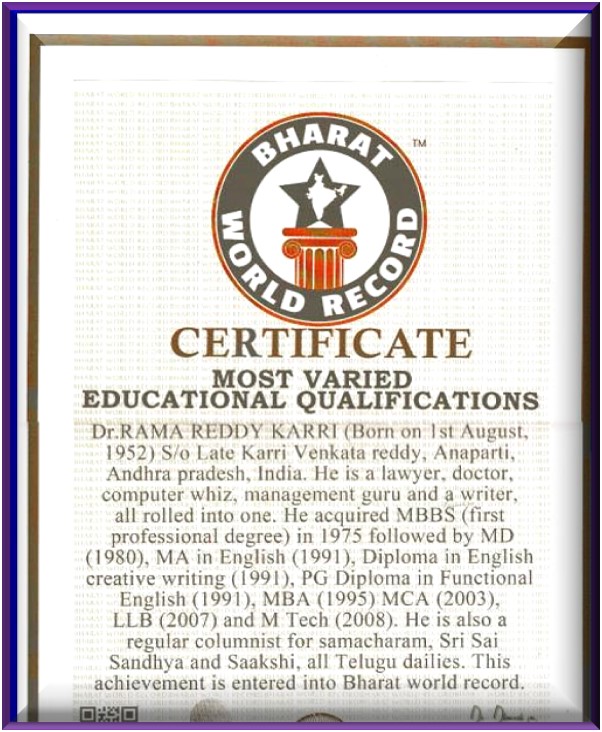 Records – Dr. Rama Reddy Karri